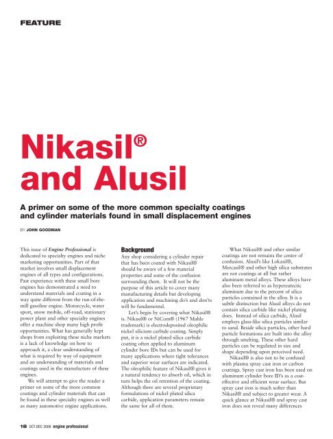 NikasilÂ® and Alusil - Aera