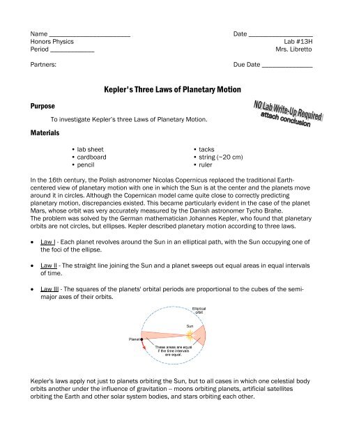 Lab #13 (Kepler's Laws)