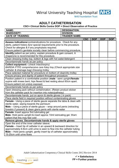 Adult Catheterisation Competency