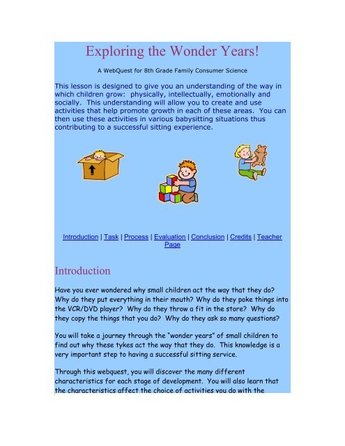 Exploring the Wonder Years: A Webquest