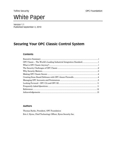 Securing Your OPC Classic Control System - SCADAhacker
