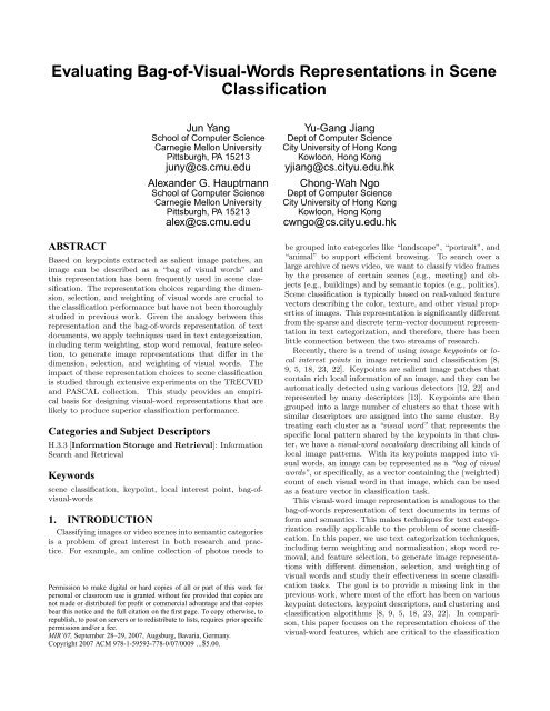 Evaluating Bag-of-Visual-Words Representations in Scene ...