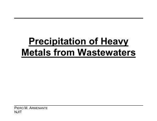 Precipitation of Heavy Metals from Wastewaters