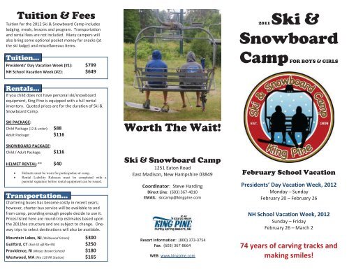 Ski & Snowboard Camp brochure - King Pine Ski Area