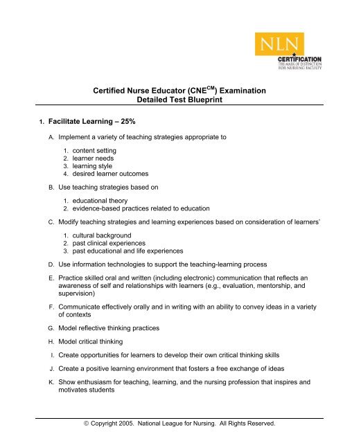 Detailed Test Blueprint - National League for Nursing