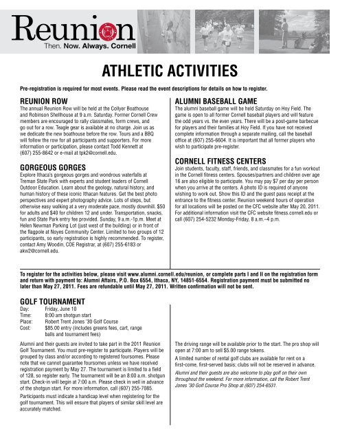 ATHLETIC ACTIVITIES - Alumni - Cornell University