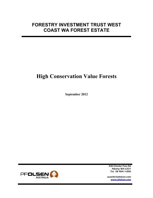 High Conservation Value Forests - PF Olsen Limited