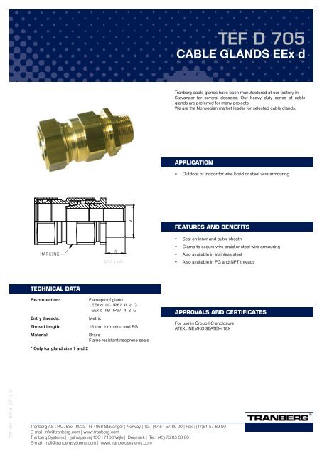 Datasheet - Tranberg