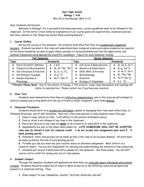1 Biology Syllabus.pdf - Hart High School