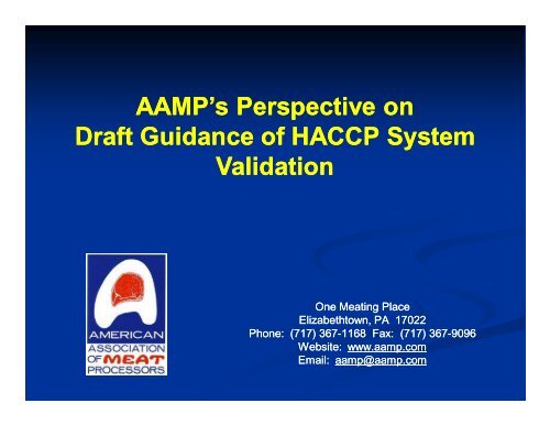 AAMP Perspective on Validation Guidance - American Association ...