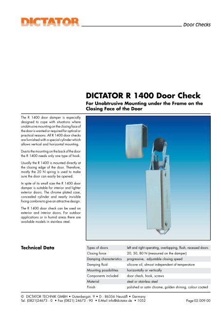 DICTATOR R 1400 Door Check
