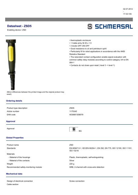 ZSD 5 Datasheet - Marshall Wolf Automation