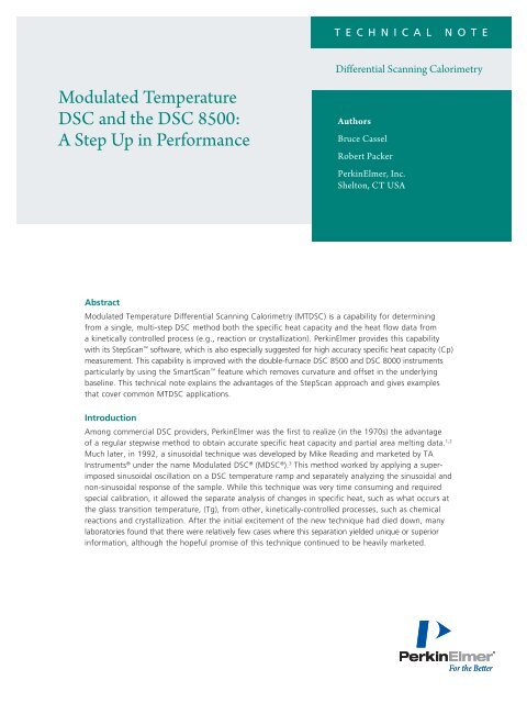 Modulated Temperature DSC and the DSC 8500: A ... - PerkinElmer