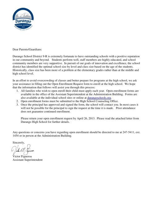 Open Enrollment Packet - Durango High School - Durango School ...