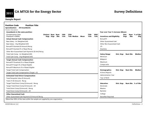 2009 Canada Mercer Total Compensation Survey for ... - iMercer.com