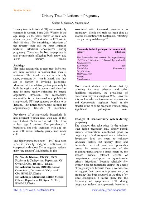 Urinary Tract Infections in Pregnancy - ResearchGate