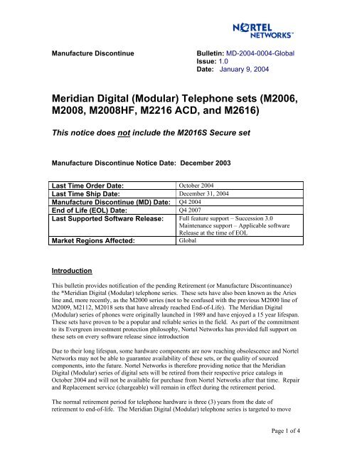 Meridian Digital (Modular) Telephone sets (M2006, M2008 ... - CXtec