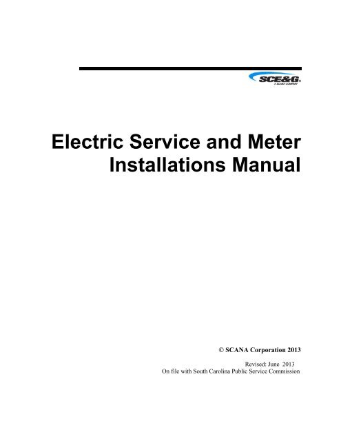 Electric Service and Meter Installations Manual - SCE&G