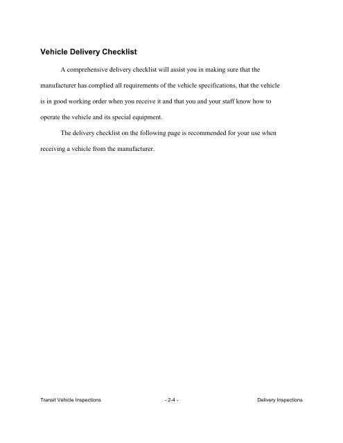 Vehicle Delivery Checklist