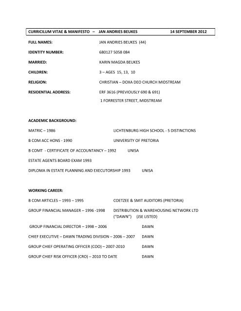 jan andries beukes - Midrand Estates