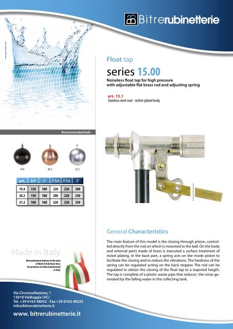 BR Series 15 Float Valve - Alma Valves