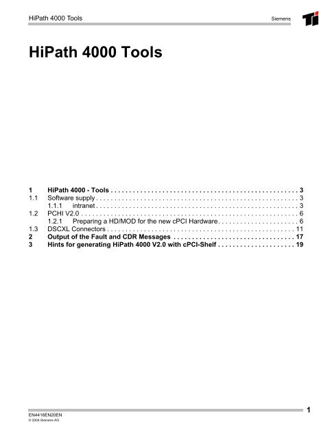 1 HiPath 4000 - Tools - Papagayo System, CA