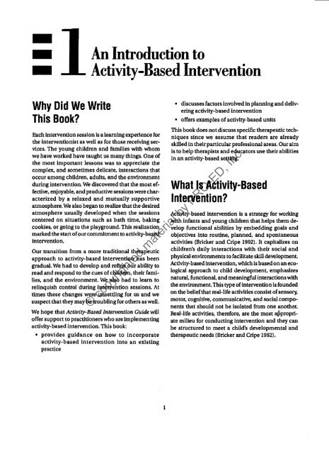 What Is Activity-Based Intervention? - Pro-Ed