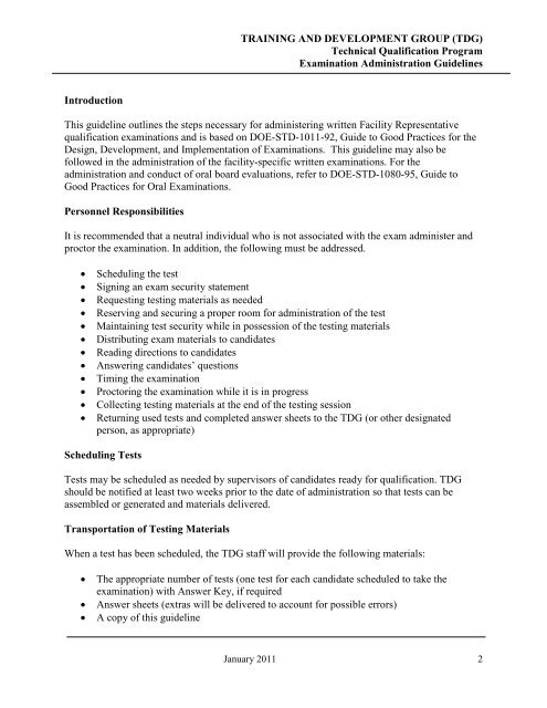 Exam Administration Guidelines