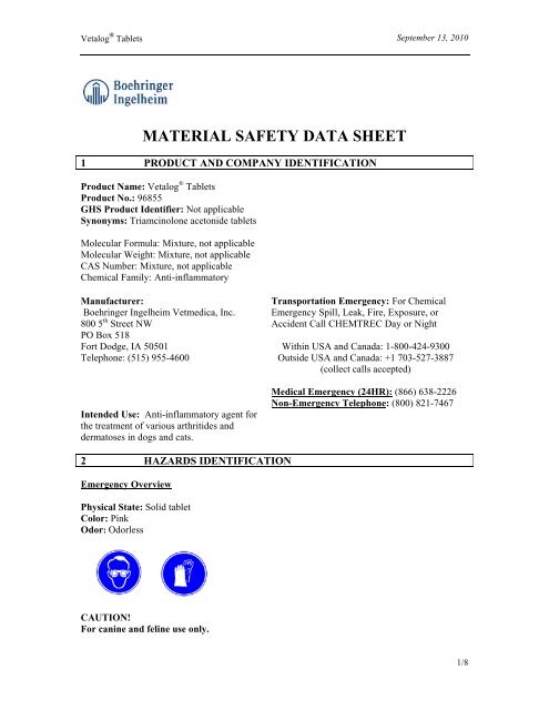 Vetalog Tablets Sept 2010.doc - Boehringer Ingelheim Vetmedica