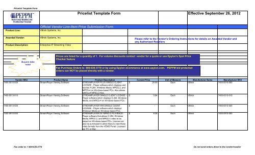 Effective September 26, 2012 Pricelist Template Form - Peppm