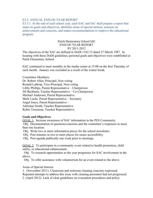 SAC EOY Report - Patch Elementary School