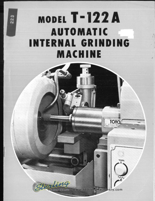 Toyo Model T-122A Automatic Internal Grinding Machine Brochure