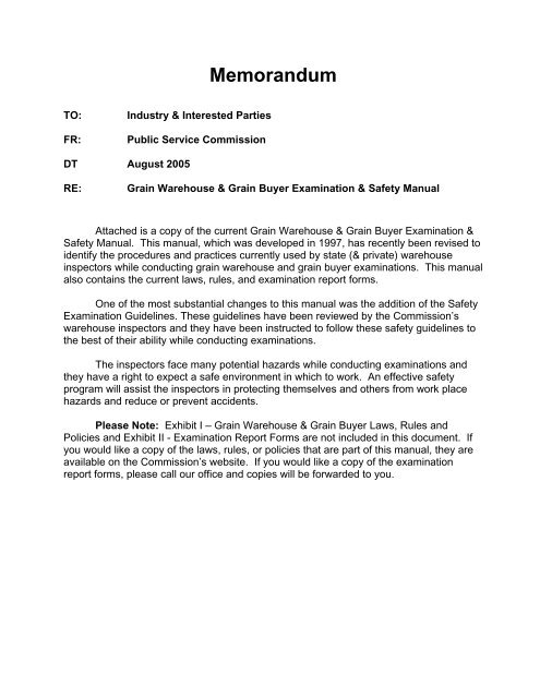Memorandum - North Dakota Public Service Commission