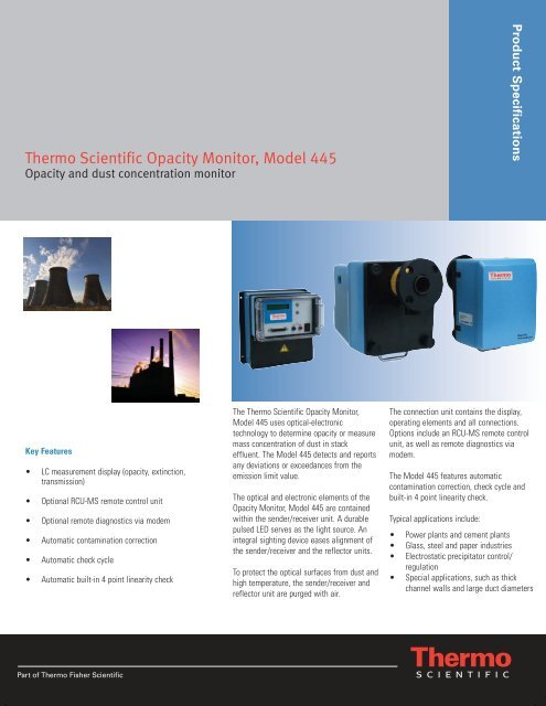 Thermo Scientific Opacity Monitor, Model 445