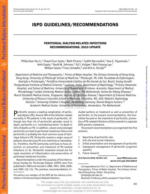 ispd guidelines/recommendations - Peritoneal Dialysis International
