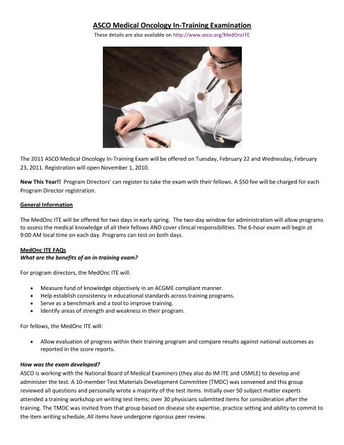 ASCO In-Training Exam Information - ASCO University