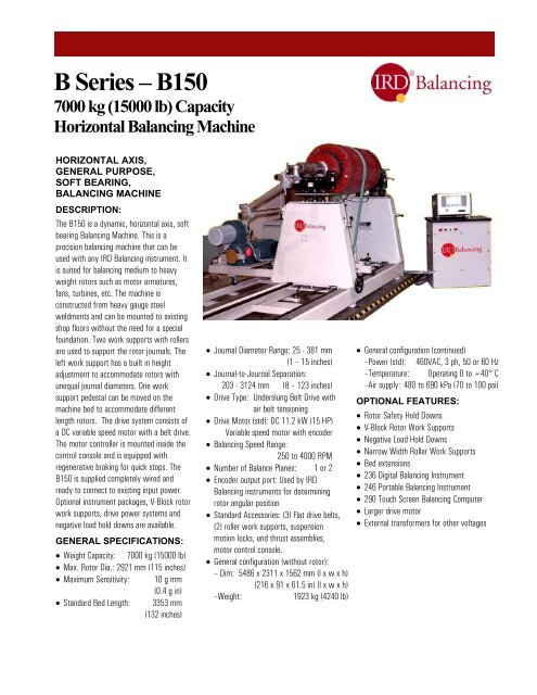 B Series â B150 - IRD Balancing