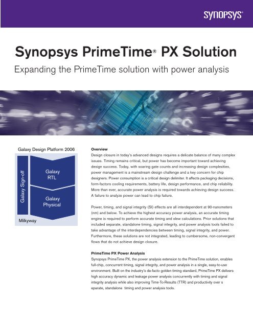 Synopsys PrimeTimeÂ® PX Solution - Europractice