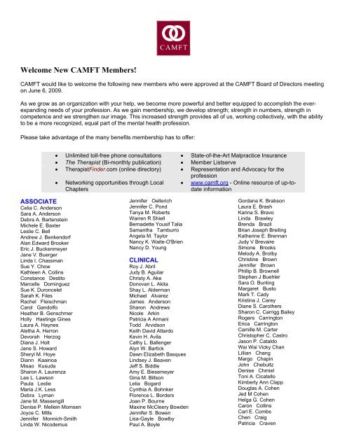 ASSOCIATE - CAMFT