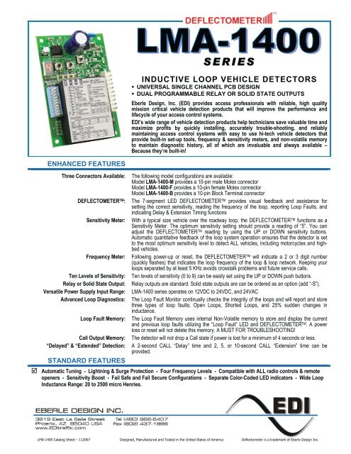 Edi Lma 1400 Series Inductive Loop Vehicle Detector Temple Inc