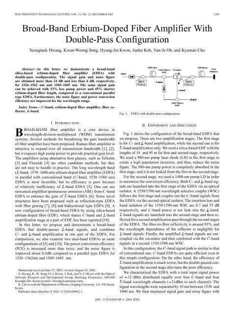 Broad-band erbium-doped fiber amplifier with double ... - IEEE Xplore