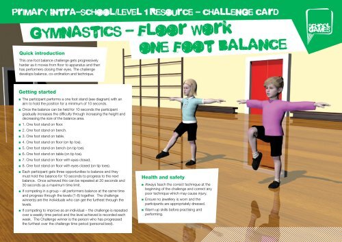 Gymnastics challenge card - School Games