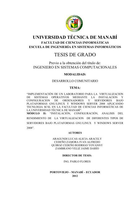 tesis de grado - Repositorio UTM - Universidad TÃ©cnica de ManabÃ­