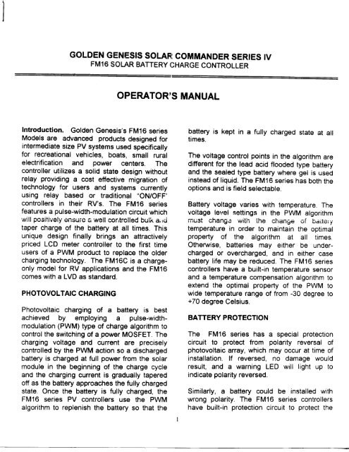 GOLDEN GENESIS SOLAR? COMMANDER SERIES IV