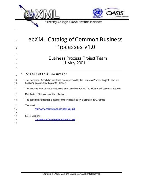 ebXML Catalog of Common Business Processes v1.0