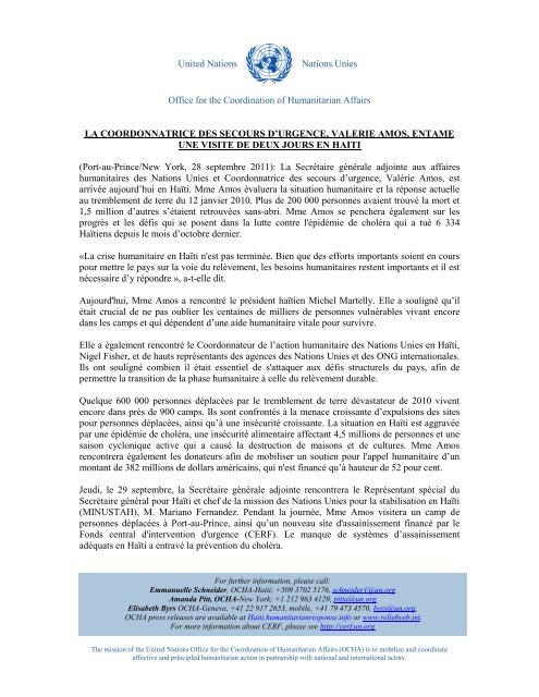United Nations Nations Unies Office for the Coordination ... - UN Haiti