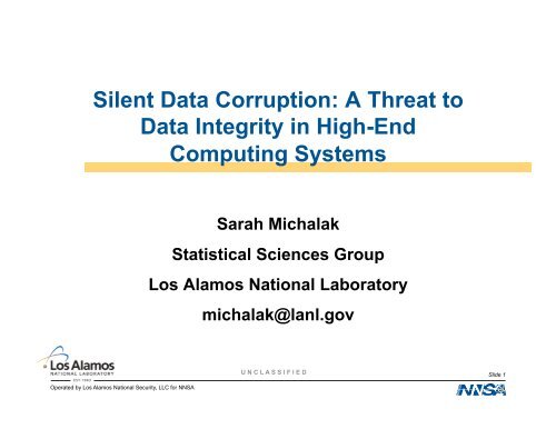 Silent Data Corruption - Los Alamos National Laboratory