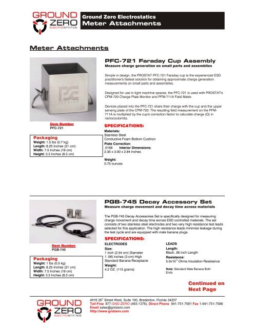Meter Attachments Data Sheet - Ground Zero Electrostatics