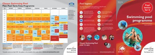 Swimming pool programme - Everyone Active
