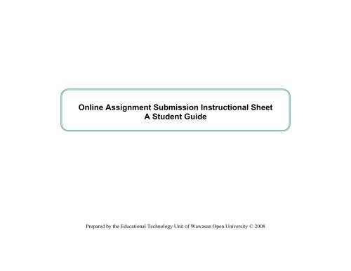 Student Online Assignment Submission Instructional Sheet